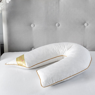 V Shape Goose Feather And Down Luxury Pillow 100% Cotton Cover