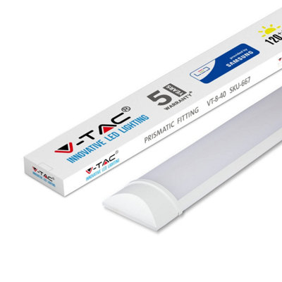 V-TAC 40W 4Ft Integrated LED Batten Light for Wall and Ceiling - 6400K Bright White, Long Lifespan