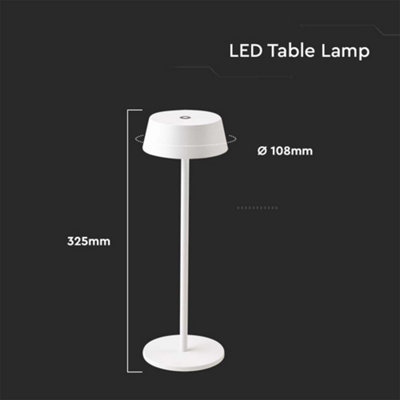 V-TAC Rechargeable Table Lamp White Round LED USB Dimmable Light