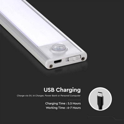 V-TAC USB Rechargeable LED Cabinet Light Silver 1