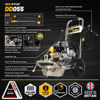 V-TUF DD055 2000psi, 140Bar, 13.2L/min Industrial 5.5HP Honda Driven ...