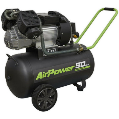 V-Twin Direct Drive Air Compressor - 50L Capacity Tank - 3hp Induction ...