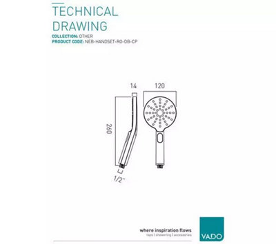 Vado Nebula Round 3 Function Shower Handset