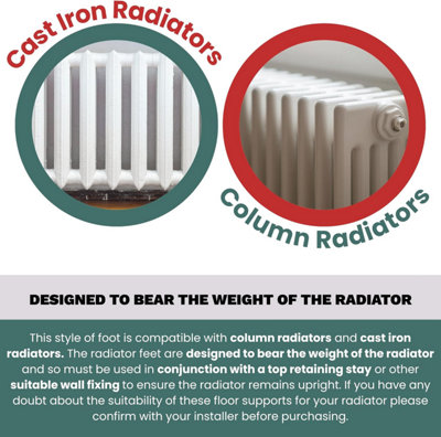 Valdern Pair of White Column Radiator Feet Mounting Floor Support for ...