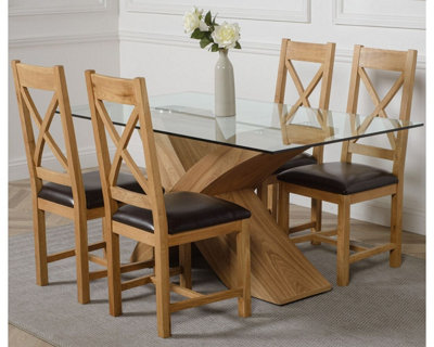 Valencia 160 cm x 90 cm Glass Dining Table and 4 Chairs Dining Set with ...