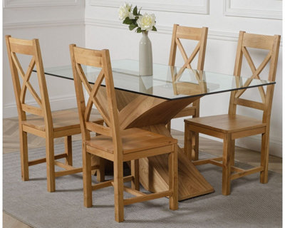 Valencia 160 cm x 90 cm Glass Dining Table and 4 Chairs Dining Set with ...