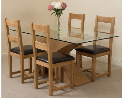 Valencia 160 cm x 90 cm Glass Dining Table and 4 Chairs Dining Set with ...
