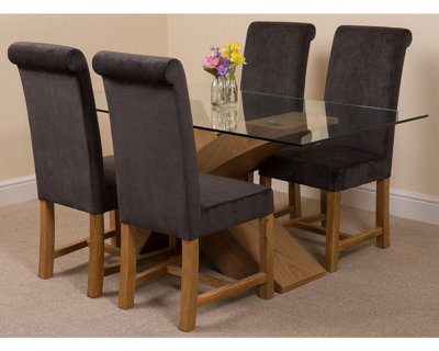 Valencia 160 cm x 90 cm Glass Dining Table and 4 Chairs Dining Set with ...