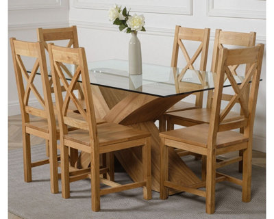 Valencia 160 cm x 90 cm Glass Dining Table and 6 Chairs Dining Set with ...