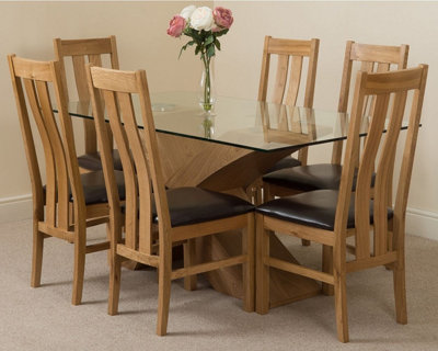 Valencia 160 cm x 90 cm Glass Dining Table and 6 Chairs Dining Set with ...
