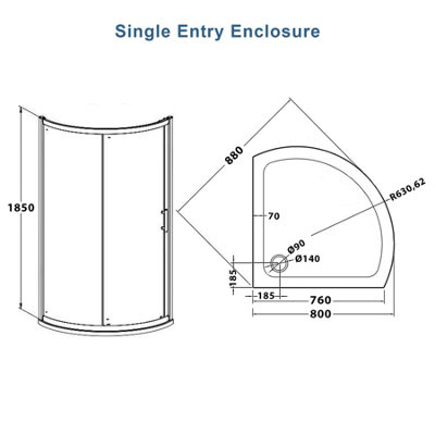 Valencia 760 x 760mm Matt Black Quadrant Shower Enclosure with Acrylic ...