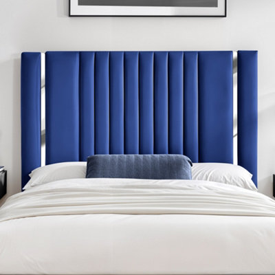 Valencia Blue Plush Valvet Upholstered Gas Lift Ottoman Storage Bed ...