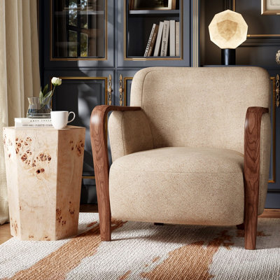 Valencia Emma Fabric Accent Chair Chestnut Kiln Dried Wood Timeless Classic Design Wooden Frame ...