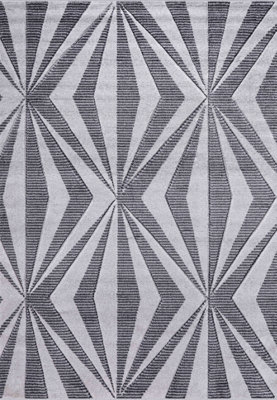 Valencia Modern Crystal Design Carved Area Rugs Dark Grey 200x290 cm
