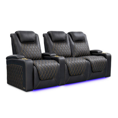 Valencia Oslo Ultimate Luxury Edition Home Theater Seating Row of 3 Loveseat Right Onyx Gold ...