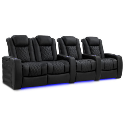 Valencia Tuscany Luxury Edition Home Theater Seating Row of 4 Loveseat Left Onyx Nappa Leather ...