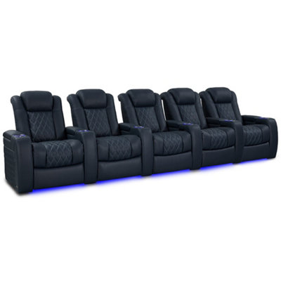 Valencia Tuscany Luxury Edition Home Theater Seating Row of 5 Navy Blue ...