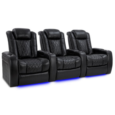 Valencia Tuscany XL Home Theater Seating Row of 3 Midnight Black Nappa ...