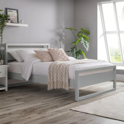 Valentina Double Dove Grey Wooden Bedframe, Height: 100 x Width: 144 x ...