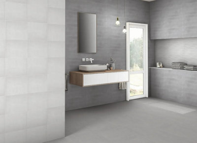 Valeria Cemento Grey 300mm x 600mm Rectified Ceramic Wall Tiles (Pack ...