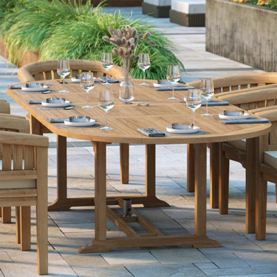 Valetta Teak Garden Outdoor Dining Table & 8 Seat Chair Set - With ...