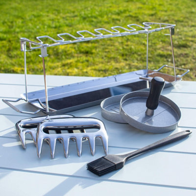 Valiant BBQ Accessory Kit. Includes Burger Press, Chicken Rack ...