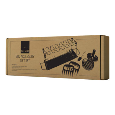 Valiant BBQ Accessory Kit. Includes Burger Press, Chicken Rack ...