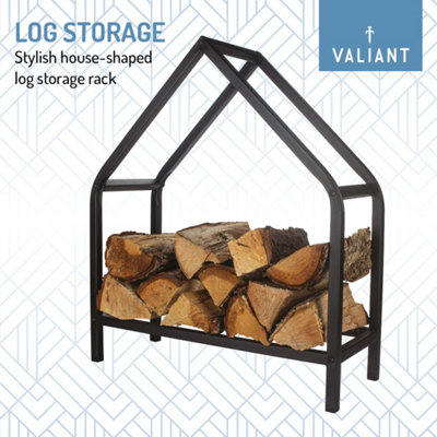 Valiant Fireside Log Storage House Rack for Wood, Kindling and Paper