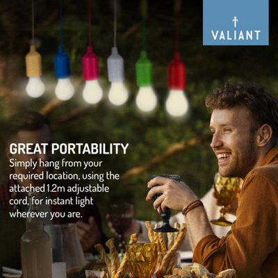 Valiant Hanging Portable String Pull Lights 6 Pack Battery Operated