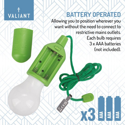 Valiant Hanging Portable String Pull Lights 6 Pack Battery Operated