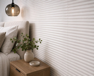 Valmere White Fluted Satin Ceramic Wall Tile (15 Pack - 3 Box - 4.05m2 ...