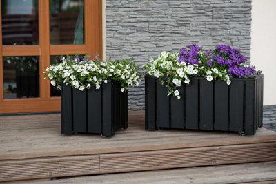 Valmiera Rectangular Planter on Wheels - Wood - L75 x W35 x H37 cm - Black