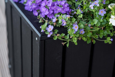 Valmiera Square Planter on Wheels - Wood - L35 x W35 x H37 cm - Black