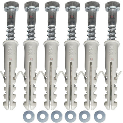 Value M8 x 60mm Masonry Brick Wall Fixing Screw Bolts with Plugs ...