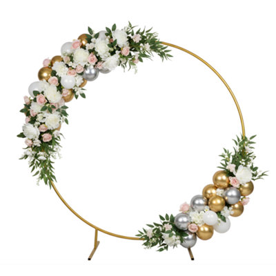 Value Range 2M Round Moongate Balloon Arch Frame, Gold Wedding Backdrop ...