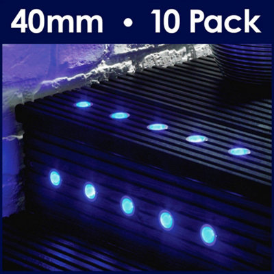 ValueLights 10 Pack IP67 Rated 15mm Blue LED Round Garden Decking ...