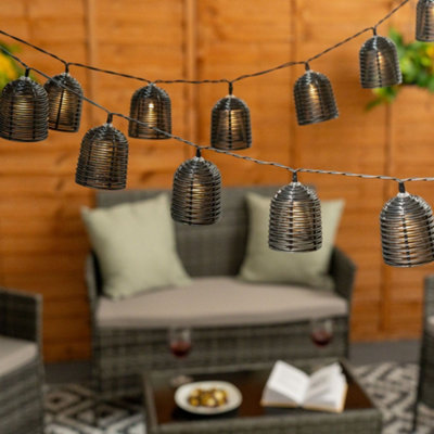 ValueLights 20pc Black Rattan Lobster Pot Outdoor Garden Solar String ...