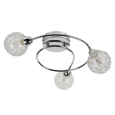 ValueLights 3 Way Polished Chrome Flush Swirl Arm Ceiling Light with ...
