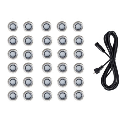 ValueLights 30 Pack IP67 Rated 40mm White LED Round Decking Kitchen ...