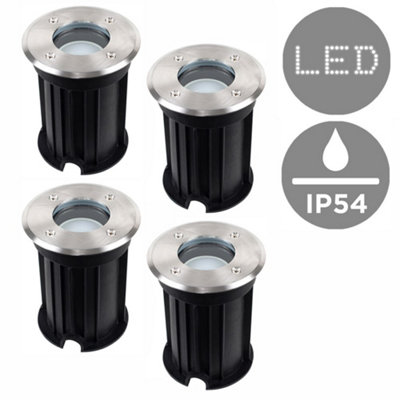 ValueLights 4 Pack IP54 Rated Modern Bushed Chrome Outdoor Garden Walk ...