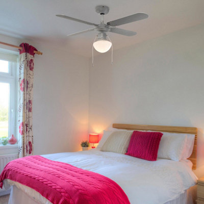 ValueLights 42" Grey Ceiling Fan With Frosted Glass Light Shade ...