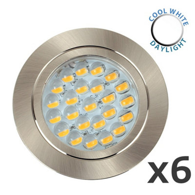 ValueLights 6 Pack Brushed Chrome 12V GU10 Ceiling Downlight Fittings ...