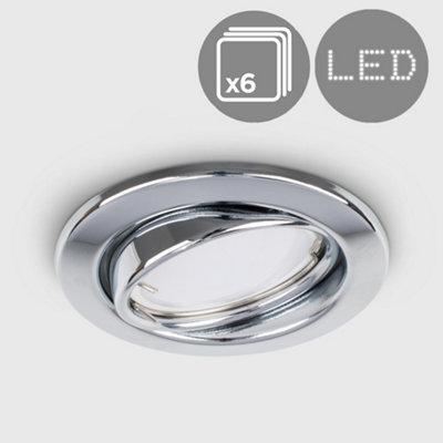 ValueLights 6 Pack GU10 Polished Chrome Tiltable Steel Ceiling Recessed ...