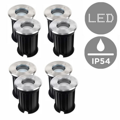 ValueLights 8 Pack IP54 Rated Modern Bushed Chrome IP54 Rated Outdoor ...