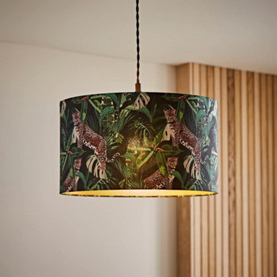 ValueLights Addalyn Green Jungle Animal Print Ceiling Lamp Shade and ...