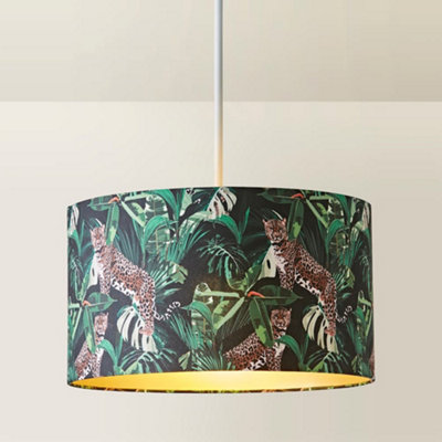 ValueLights Addalyn Green Jungle Animal Print Ceiling Lamp Shade (D)35cm