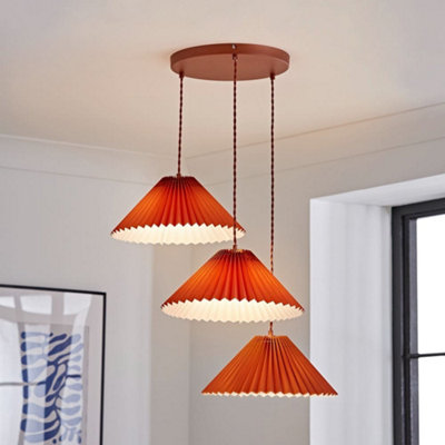 ValueLights Akira Burnt Orange 3 Way Hanging Pendant Ceiling Light with ...