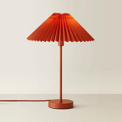 ValueLights Akira Burnt Orange Metal Table Lamp with Pleated Lampshade ...