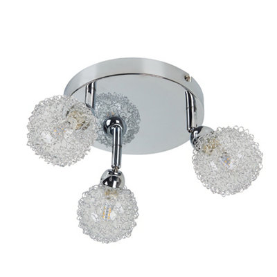 ValueLights Alambre Contemporary 3 Way Polished Chrome Flush Ceiling ...