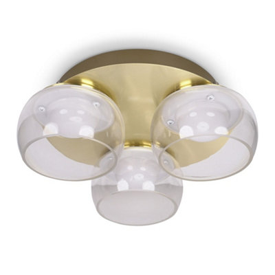ValueLights Alissa Brushed Gold IP44 3 Way Clear Glass Integrated LED ...